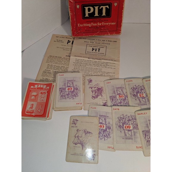 Parker Brothers | Toys | Vintage 919 Pit Card Game Bull Bear Edition ...